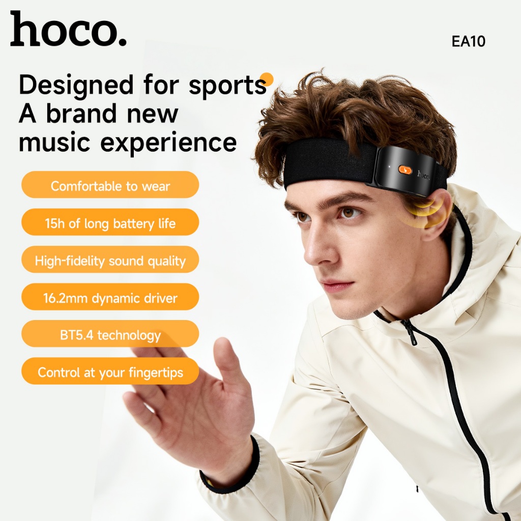 HOCO EA10 Hairband Sports Bluetooth Headset Bluetooth 5.4 Removable ...