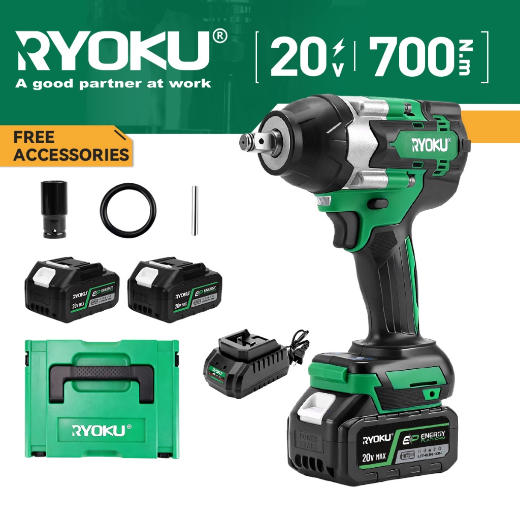 RYOKU Original Cordless 1/2 Brushless Impact Wrench with 700N.M Torque ...