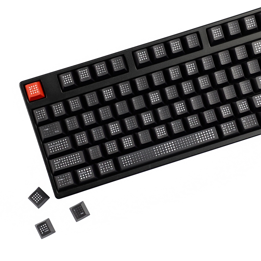 YMDK 142 Keys Polka Dot Keycaps Black Frosted Cherry Profile PBT Print ...