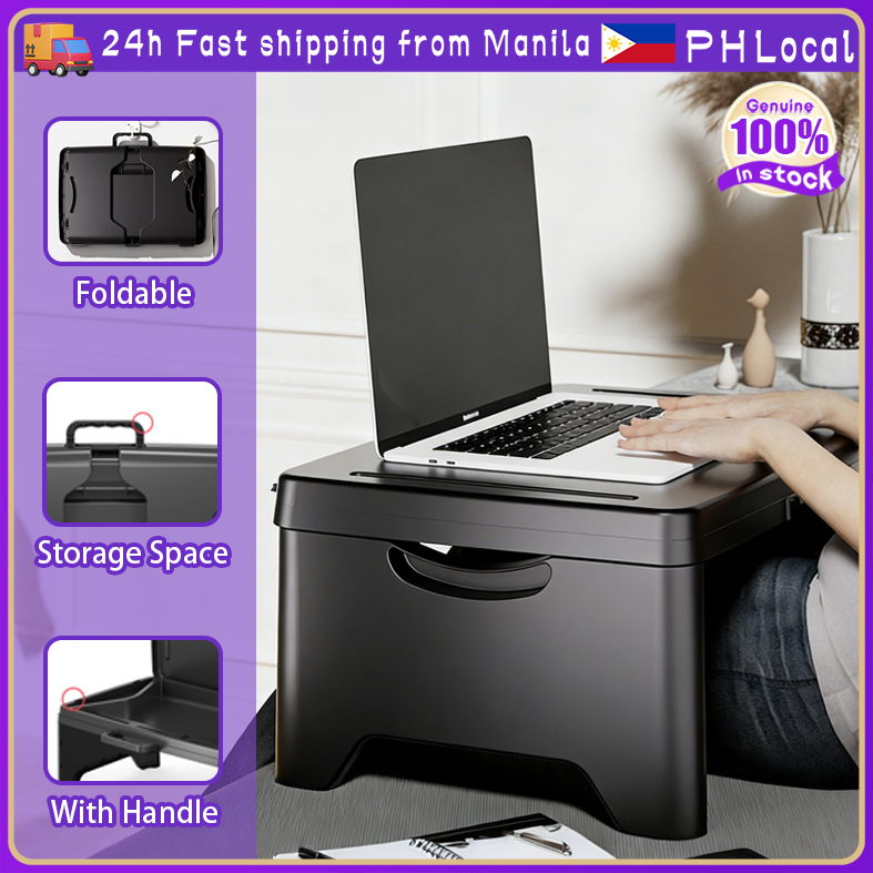 Portable Laptop Desk with Storage Box Computer Bed Table Foldable ...