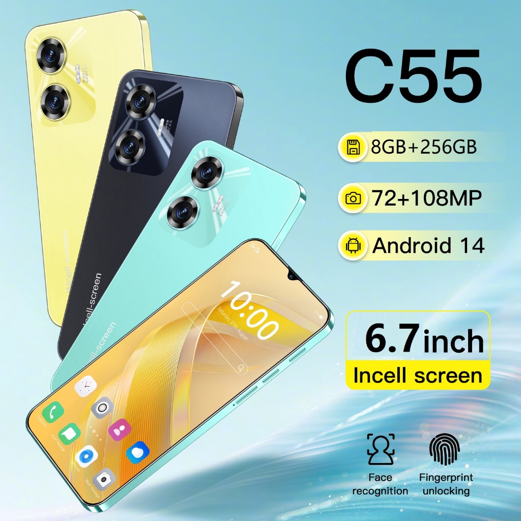 4G/5G Smartphone C55 NEW 6.7inch Screen Memory 8GB RAM+256GB ROM Camera ...