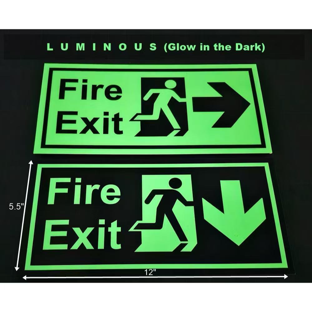 Fire Exit Glow-in-the-Dark Sign - Cut Out Sticker on Sintra Board for ...