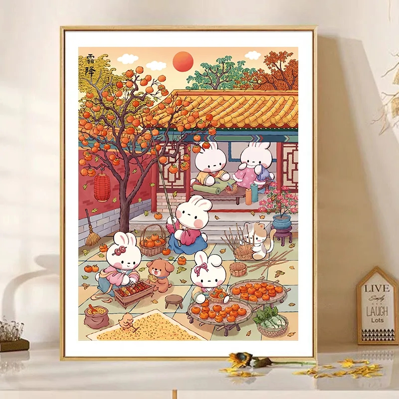 Frost Rabbit Cross Stitch Full Embroidery 2025 New Cartoon Rabbit Print ...