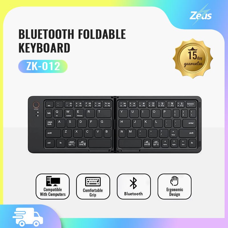 Zeus Slim Folding Keyboard Portable Bluetooth Keyboard for Laptop Mini ...