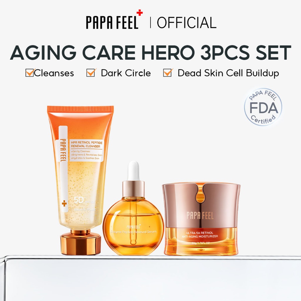 PAPA FEEL [FDA] 【AGING CARE HERO 3PCS SET】CLEANSER 80ml RENEWAL SERUM ...
