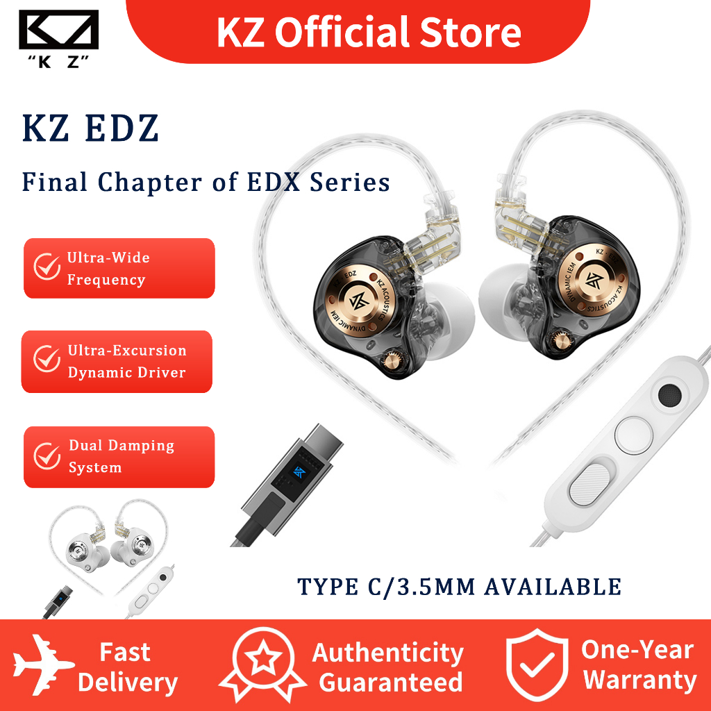 KZ EDZ In Ear Monitor Headphones IEM Dynamic Dual Damping Earphone HiFi ...
