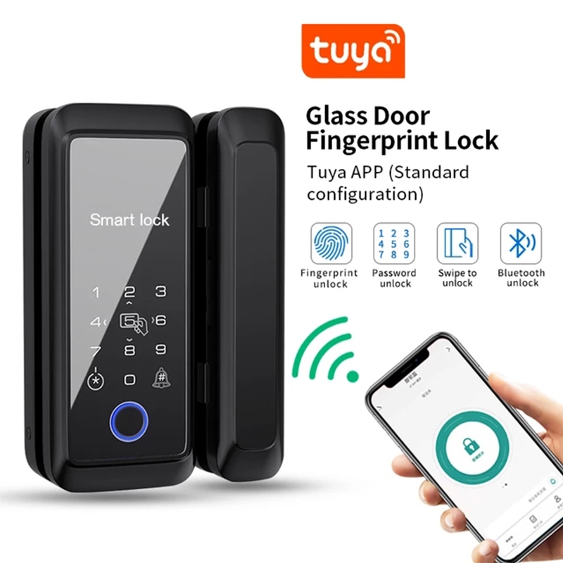 Tuya APP Smart Glass Door Biometric Fingerprint Lock Bluetooth ...