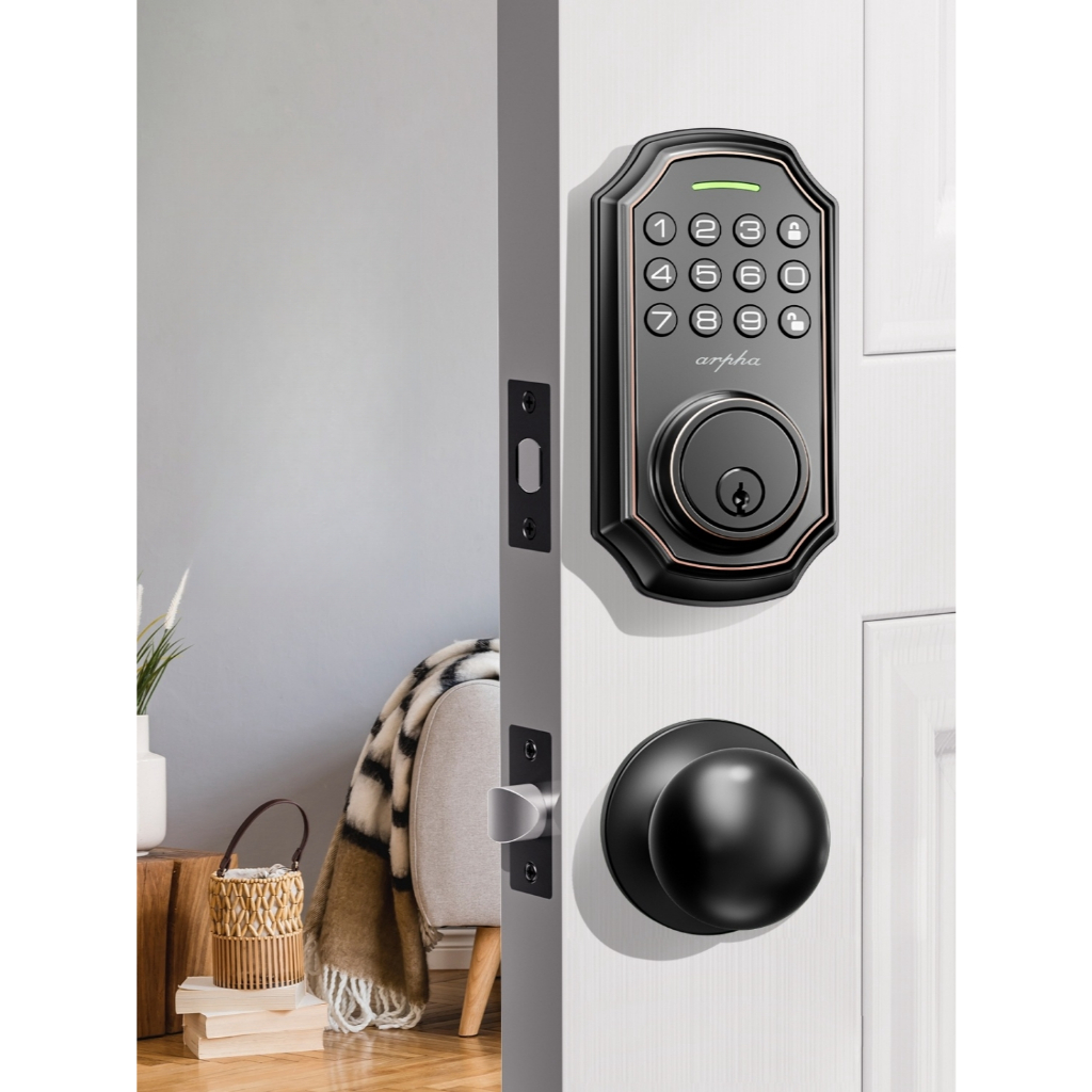 Keyless Entry Door Lock with 2 Knobs - Electronic Keypad Deadbolt, Auto ...
