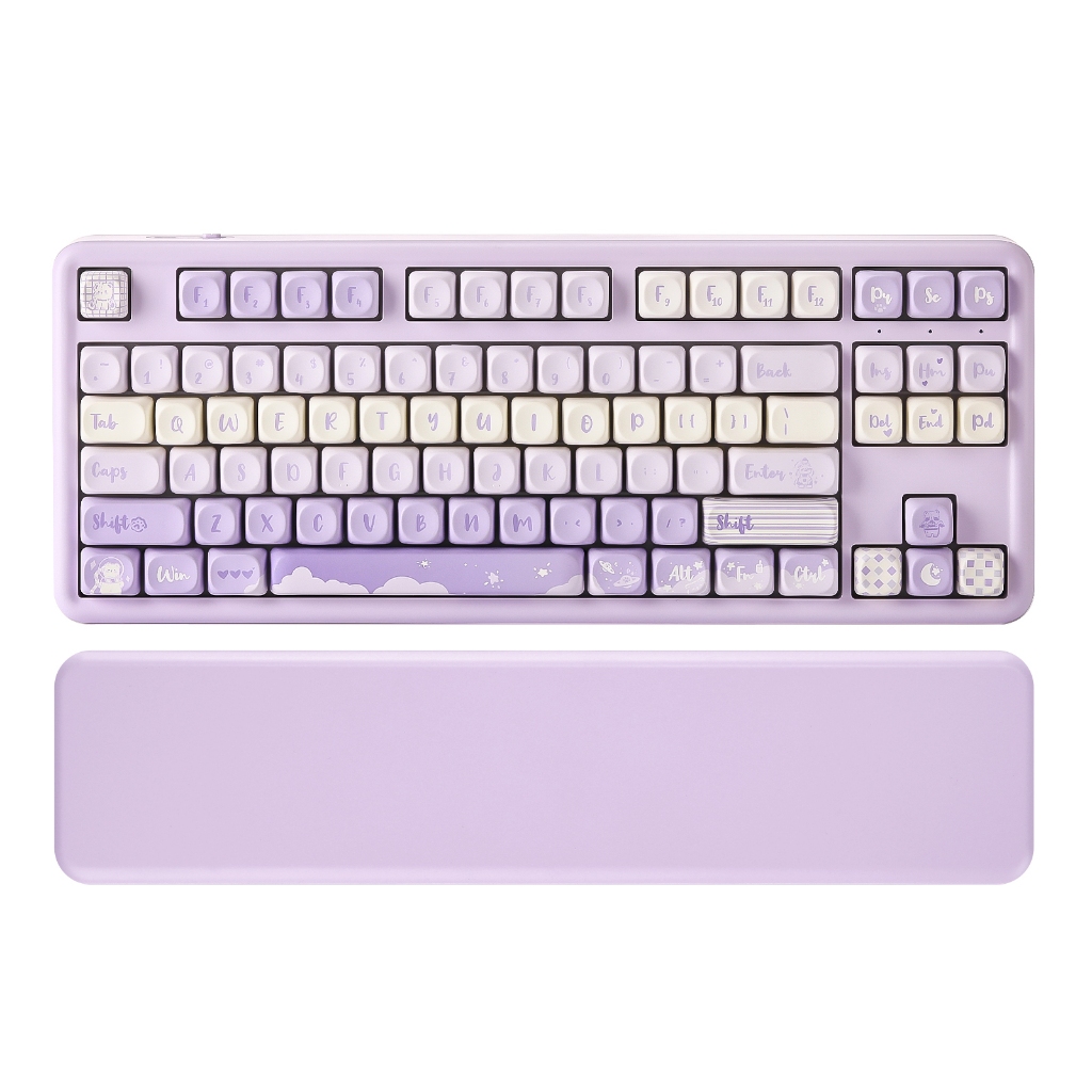 YUNZII B87 Purple Bear QMK/VIA Wireless Keyboard,Hot Swap Gasket Mount ...