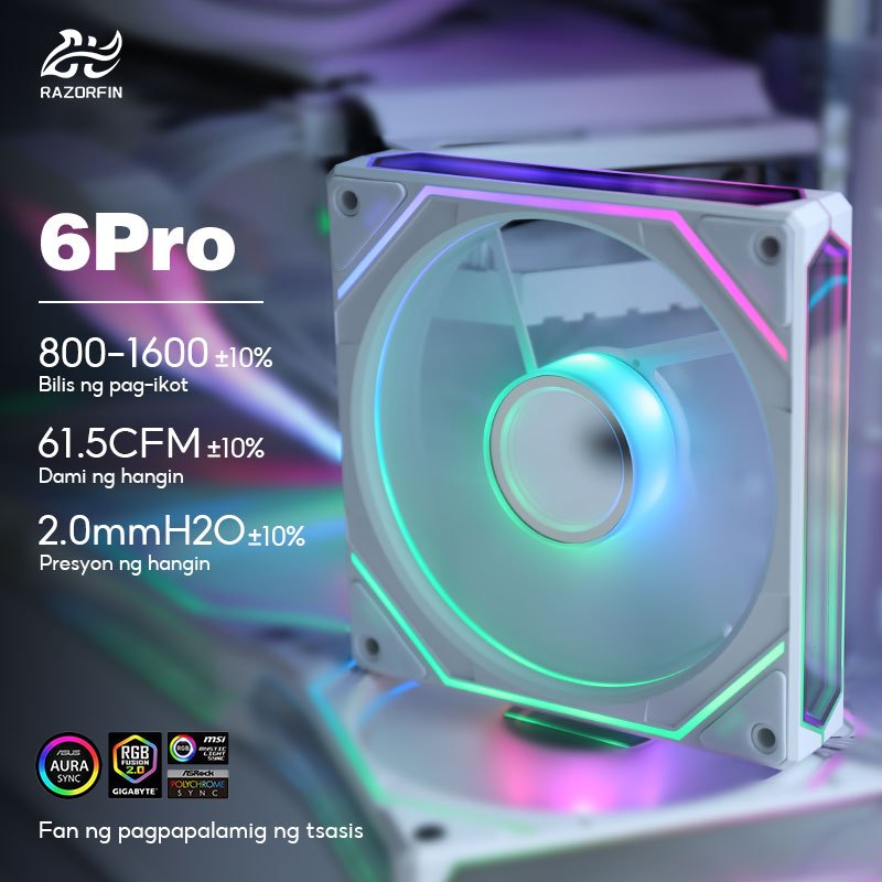 6PRO PC case fan computer fan, Motherboard 5V 3-Pin ARGB Sync, 4-Pin ...