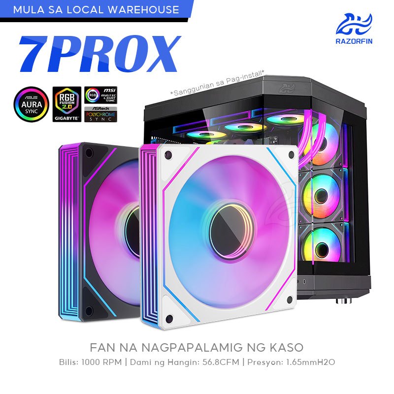 Prism 7ProX Fixed Speed Fan 120mm, 5V 3-Pin Motherboard ARGB light Sync ...