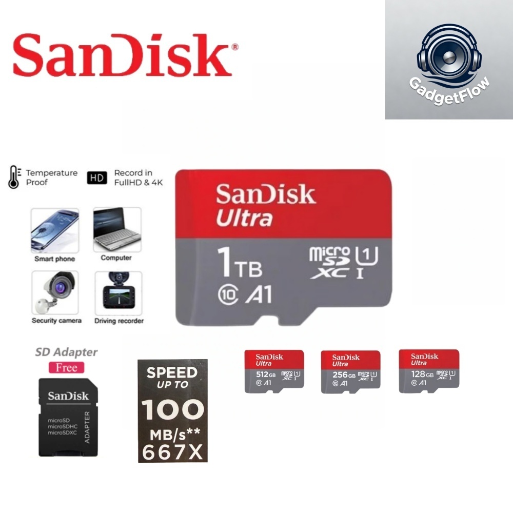 SanDisk Ultra A1 MicroSD Card | 1TB 512GB 256GB 128GB | High-Speed for ...