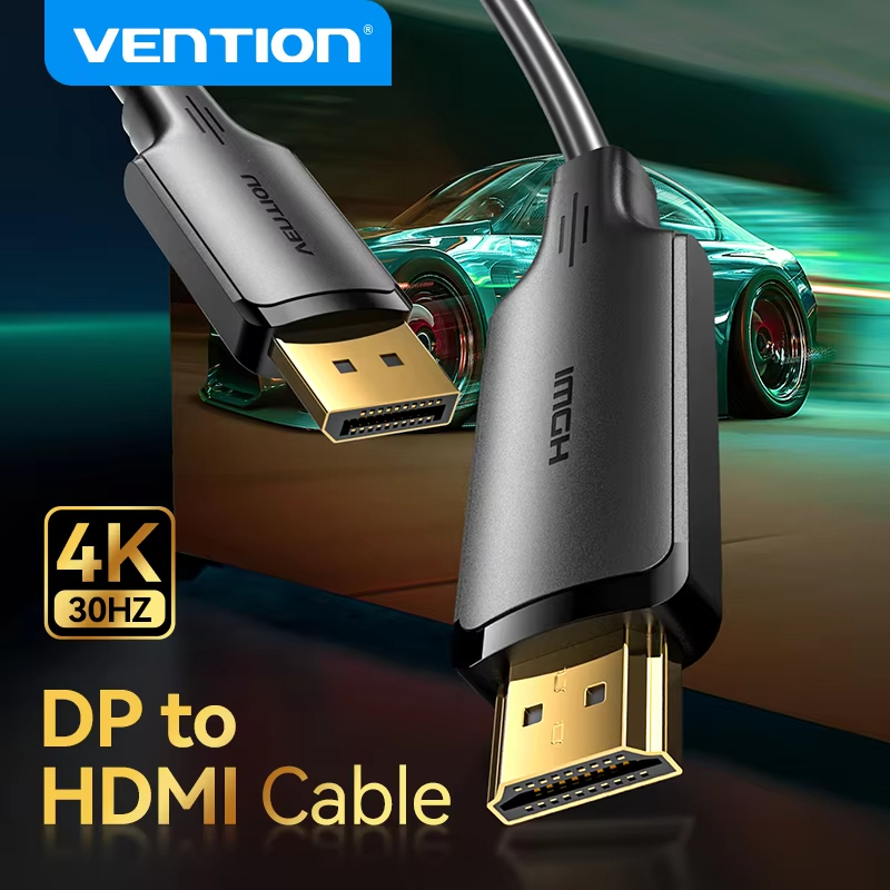 Vention Displayport to HDMI 4K30Hz/4K60Hz Cable 1080P Display Port ...