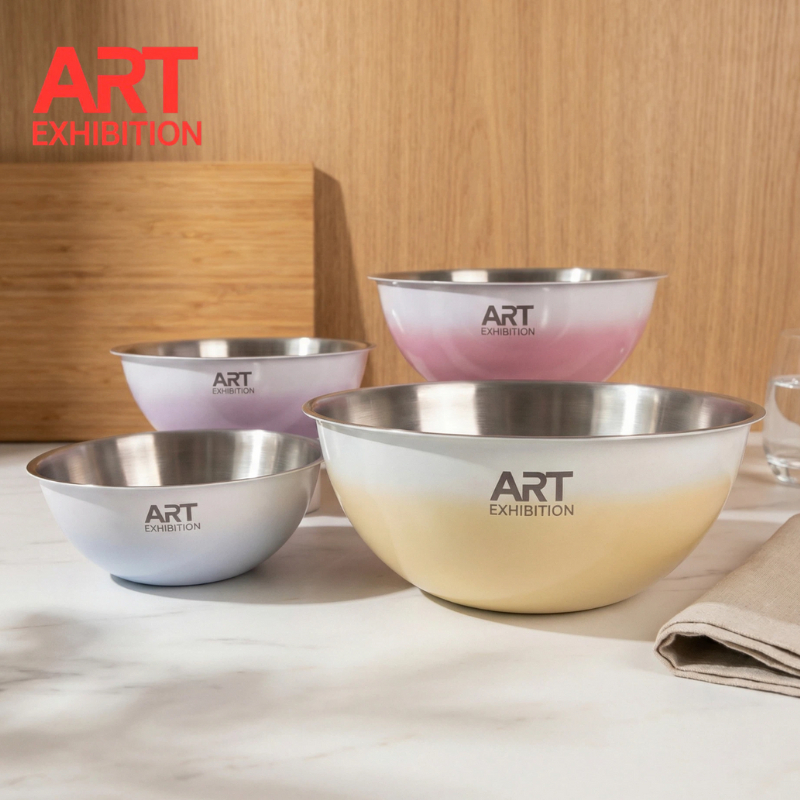 ART EXHIBITION Gradient Color And Thickened Mixing Bowl Stainless Steel ...