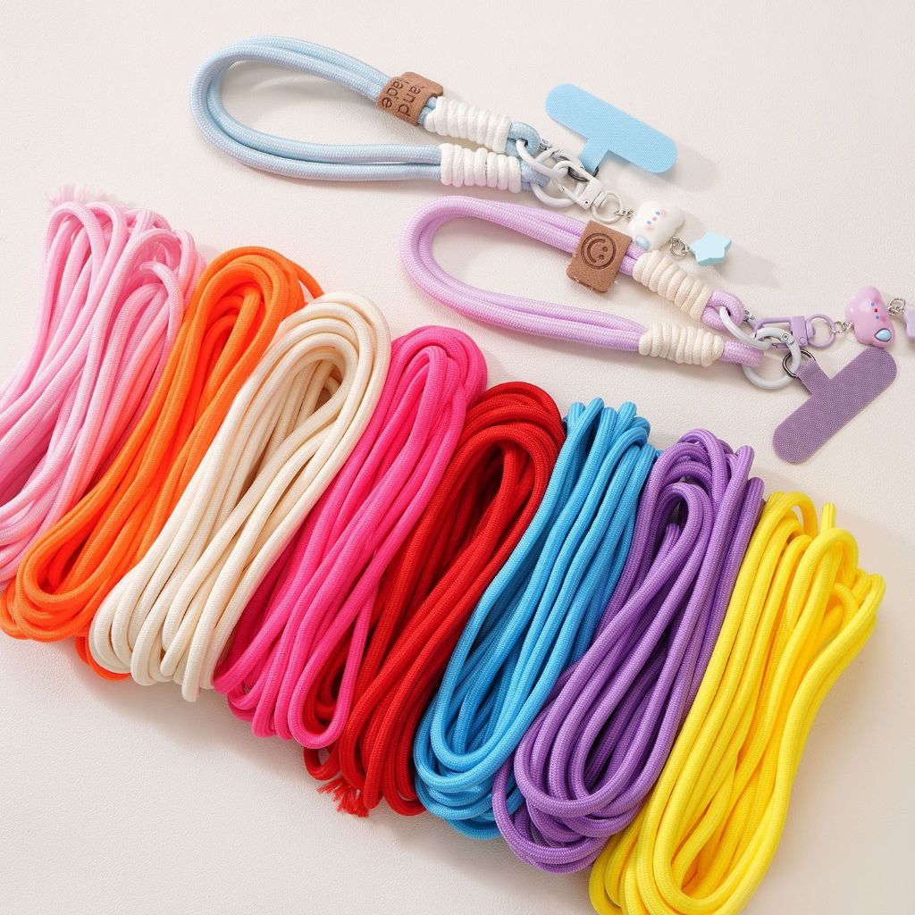 [5mm] 5m Monochrome Polyester Rope Large Hole Bead Rope DIY Key Chain ...