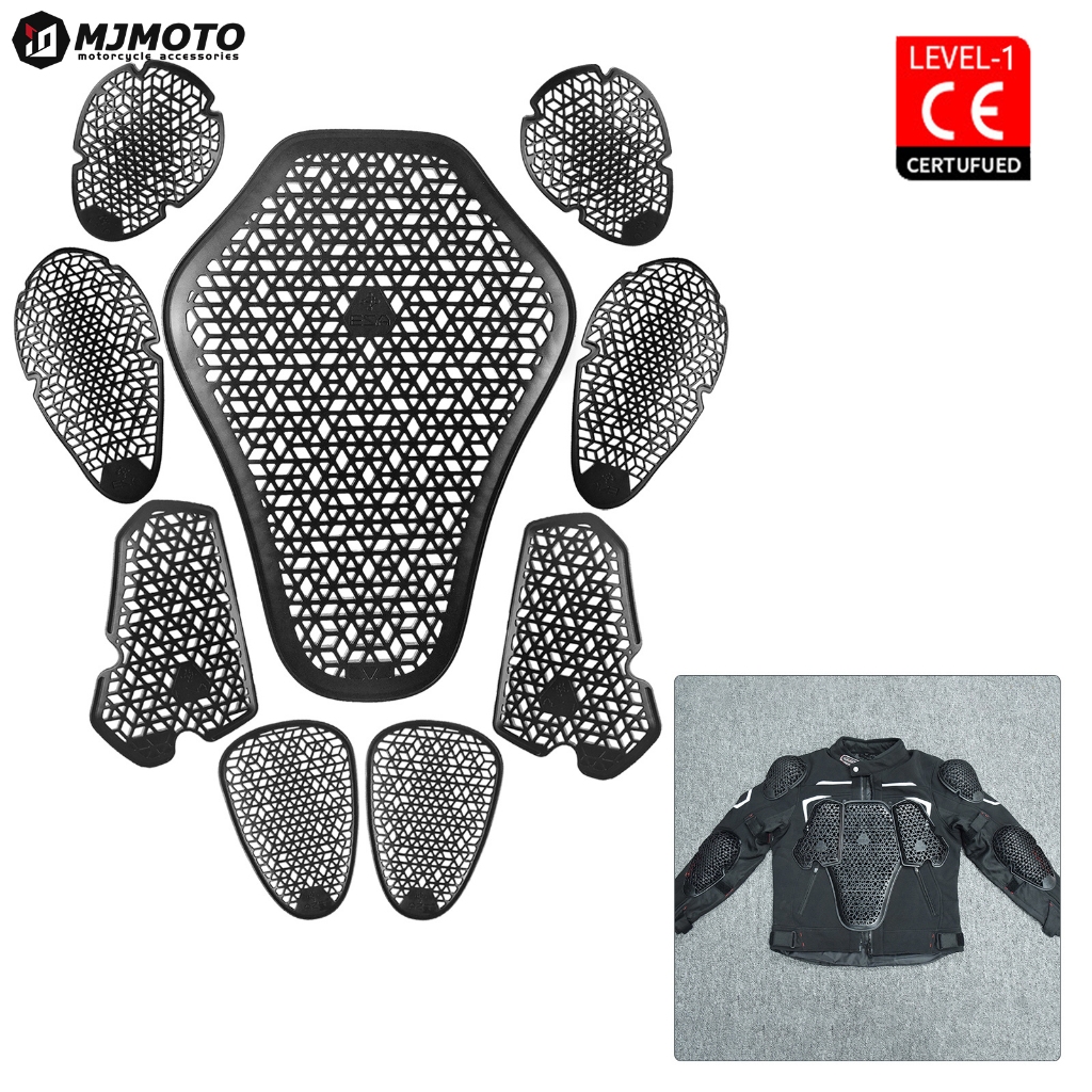 CE Level 1 Motorcycle Armor Pads Breathable Honeycomb Insert Back ...