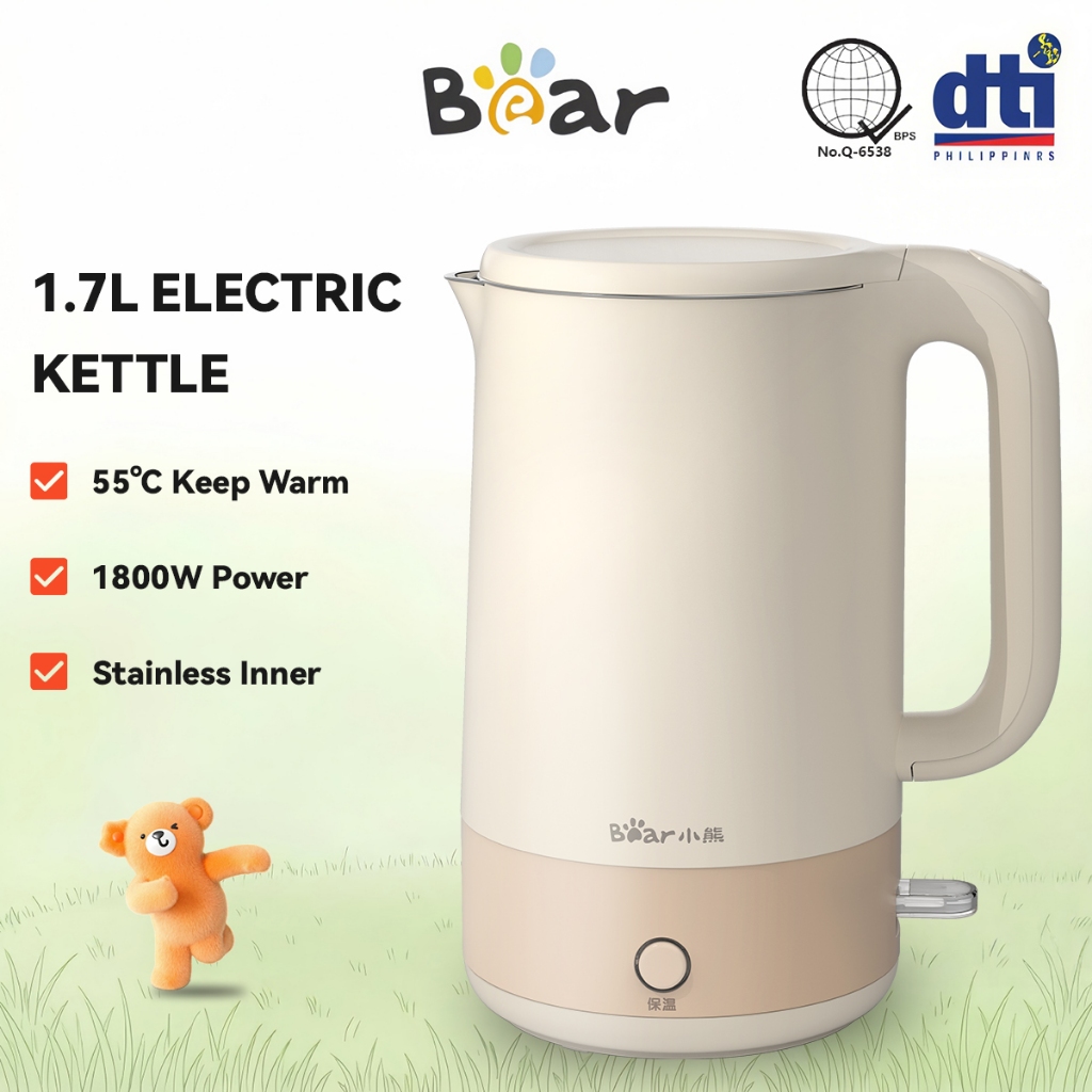 Bear Electric Kettle 1.7L Water Heater with Auto Keep Warm Stainless ...
