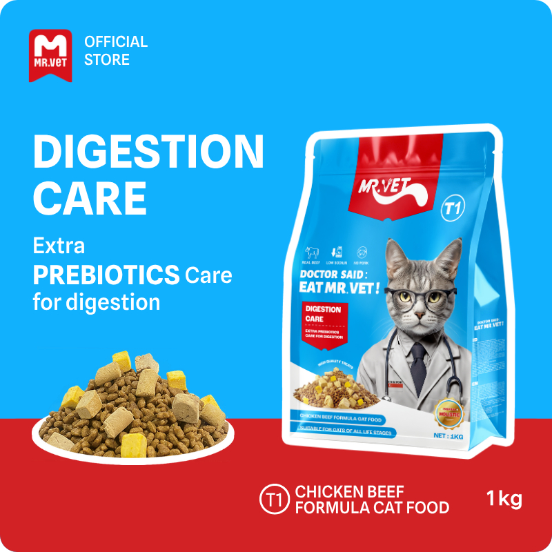 Mr Vet T1 Cat Kibble 1kg Package, Remove Hair Ball, 35% chicken, 21% ...
