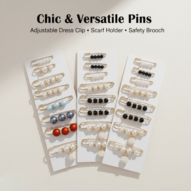 Korean Fashion Anti Glare Brooches Set Securing Dresses Adjustable ...