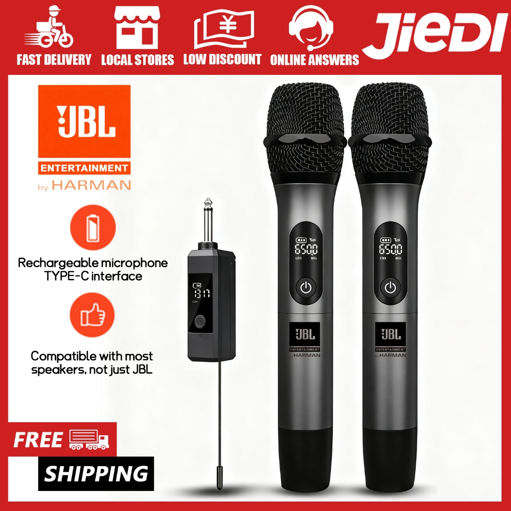 JBL UHF Wireless Microphone Rechargeable Wireless Mic for 6.5mm ...