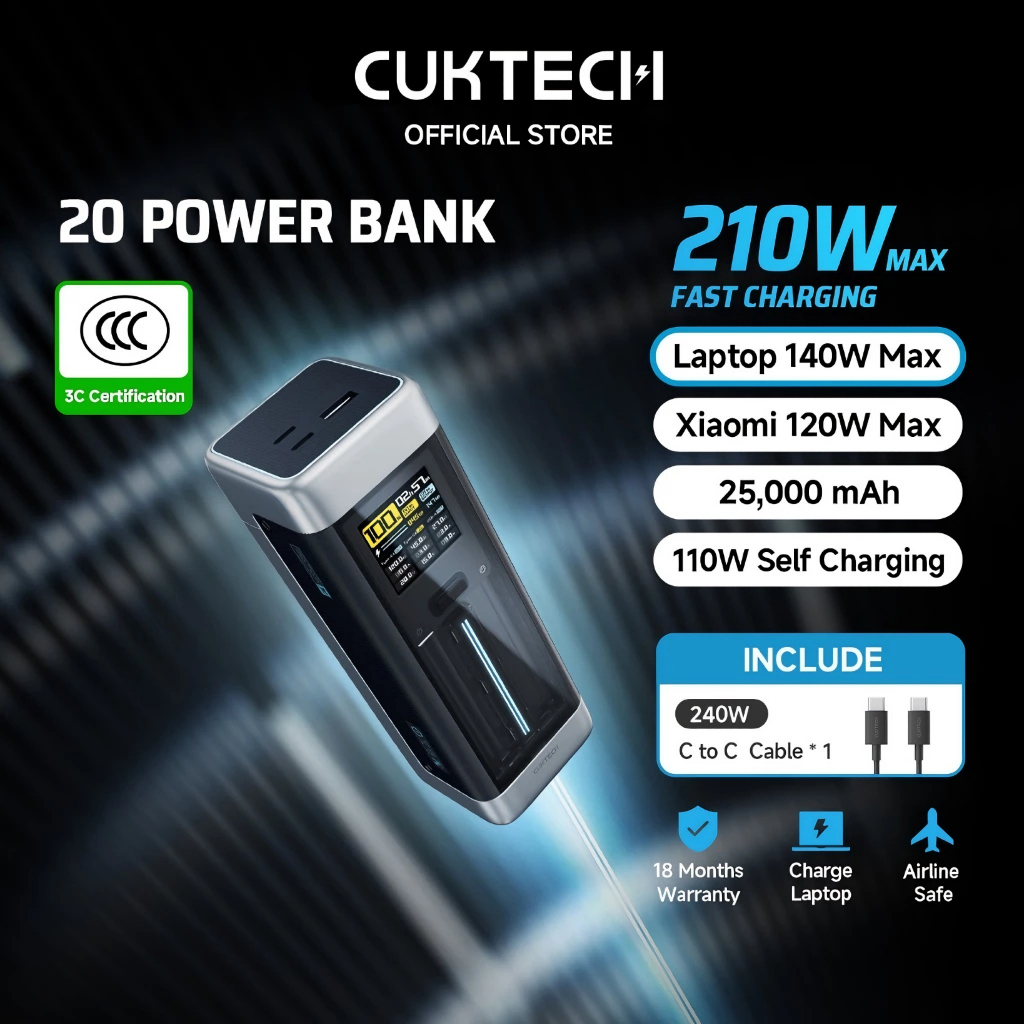 [CCC Certified] CUKTECH 210W Max Fast Charging 25000mAh Power Bank PD3 ...