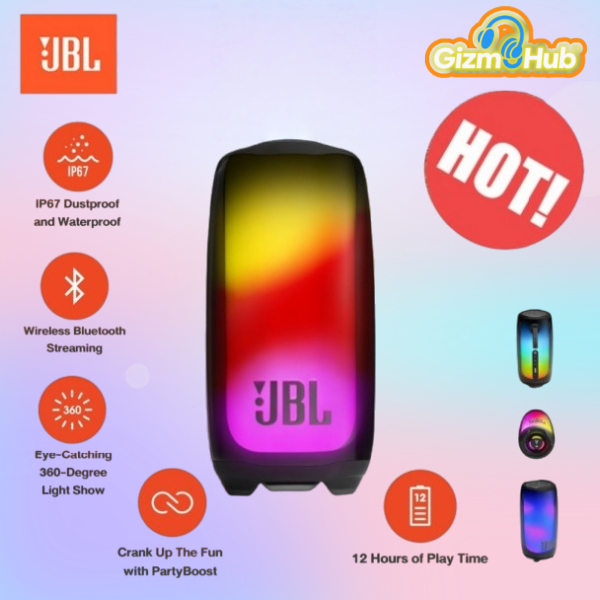JBL Pulse 5 Portable Bluetooth Speaker - 360° Light Show, Deep Bass ...