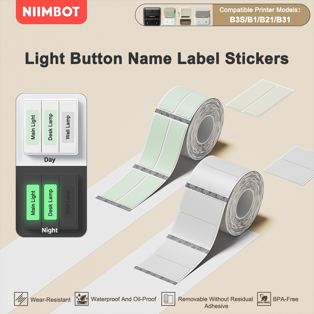 NIIMBOT B21/B1/B31 Glow-in the Dark Light Switch Label Stickers ...