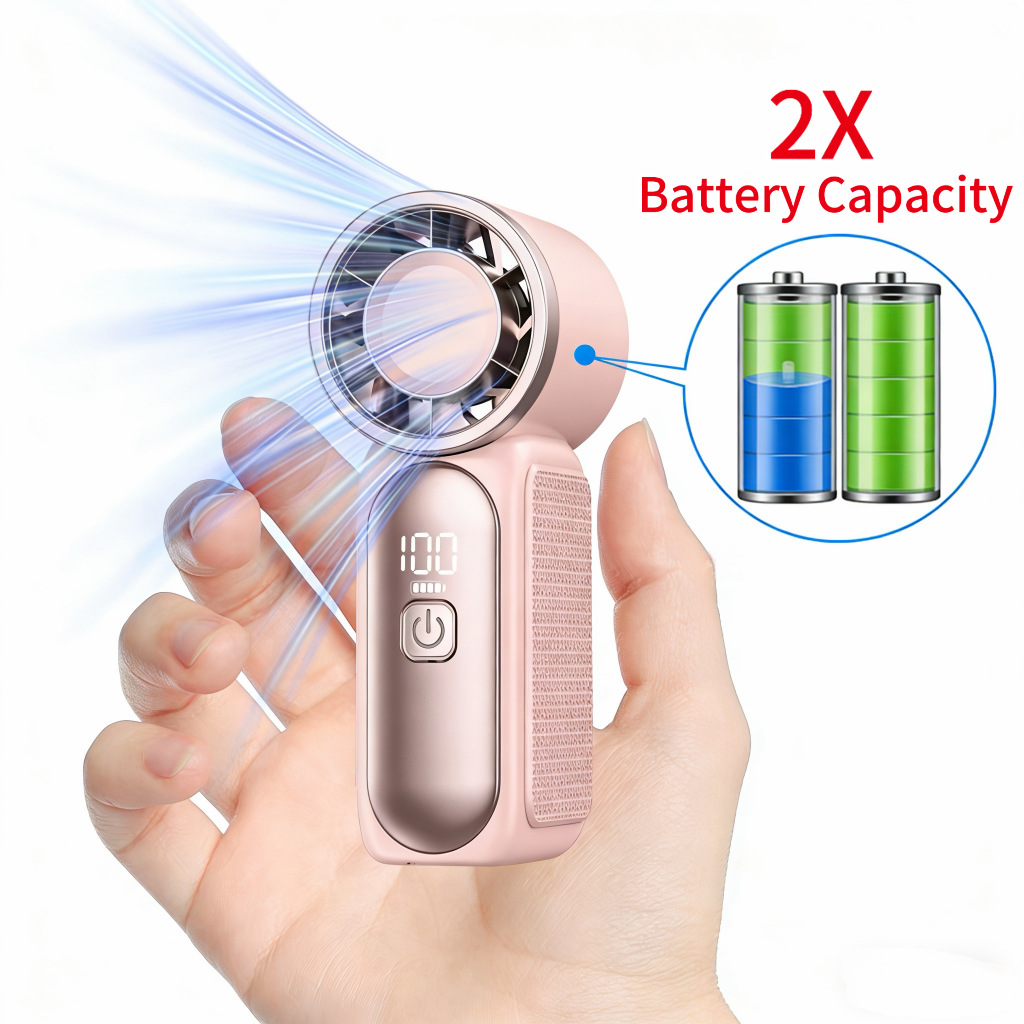 Smallest Fan (2X Battery Capacity) Portable Mini Handheld Turbo Fan 3.5 ...