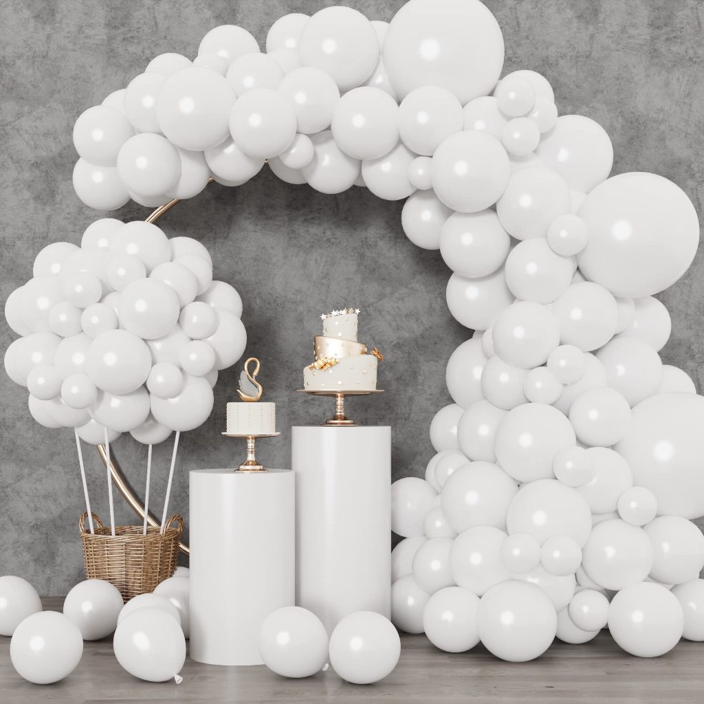 10 Inch Metallic Balloons Macaron Balloon White Pink Color Balloon ...