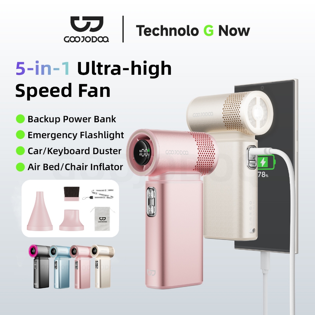 GOOJODOQ Mini Fan Rechargeable Turbo Electric Jet Handheld Portable Air ...