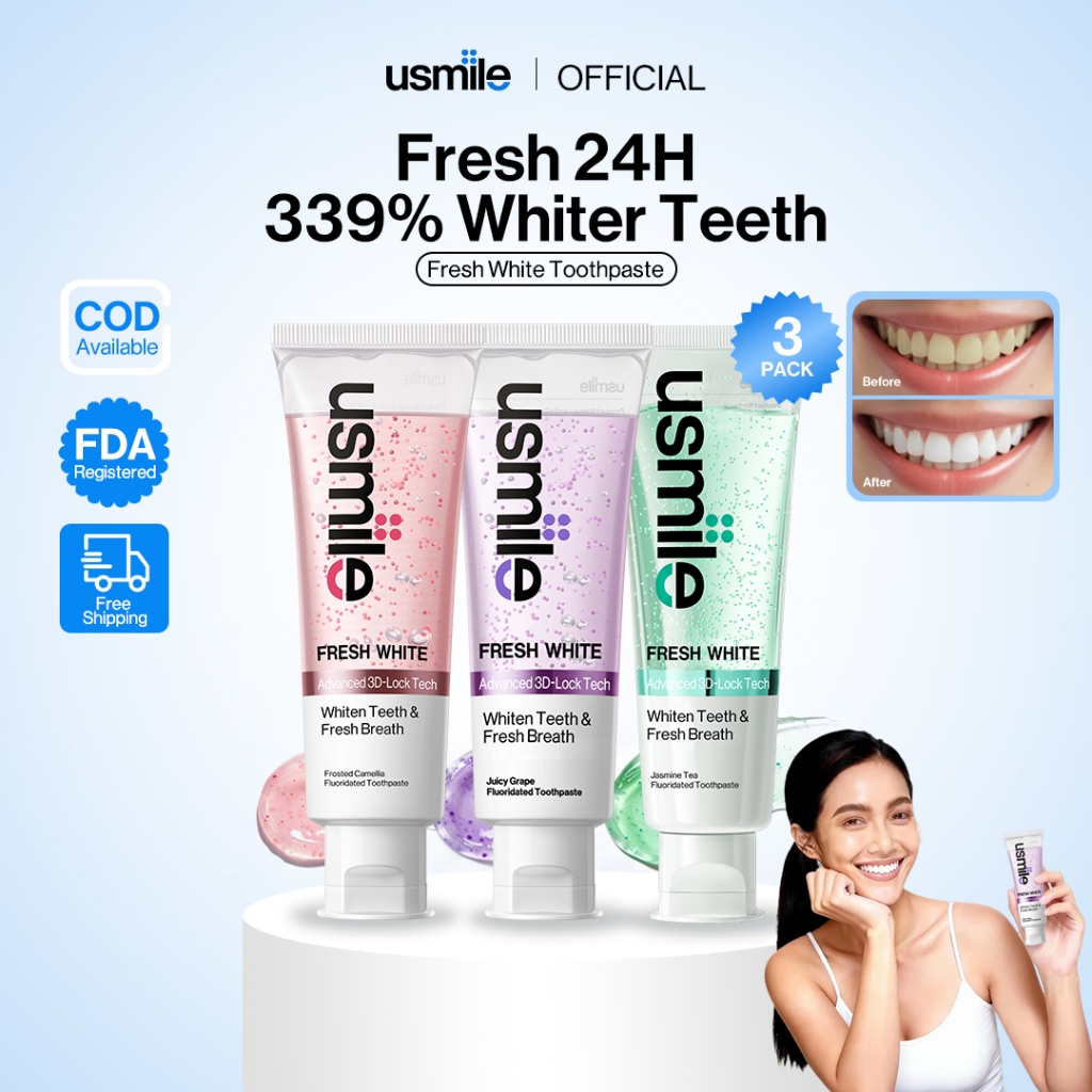 usmile Fresh White Toothpaste 3-Pack, Multiple Flavours Frosted ...