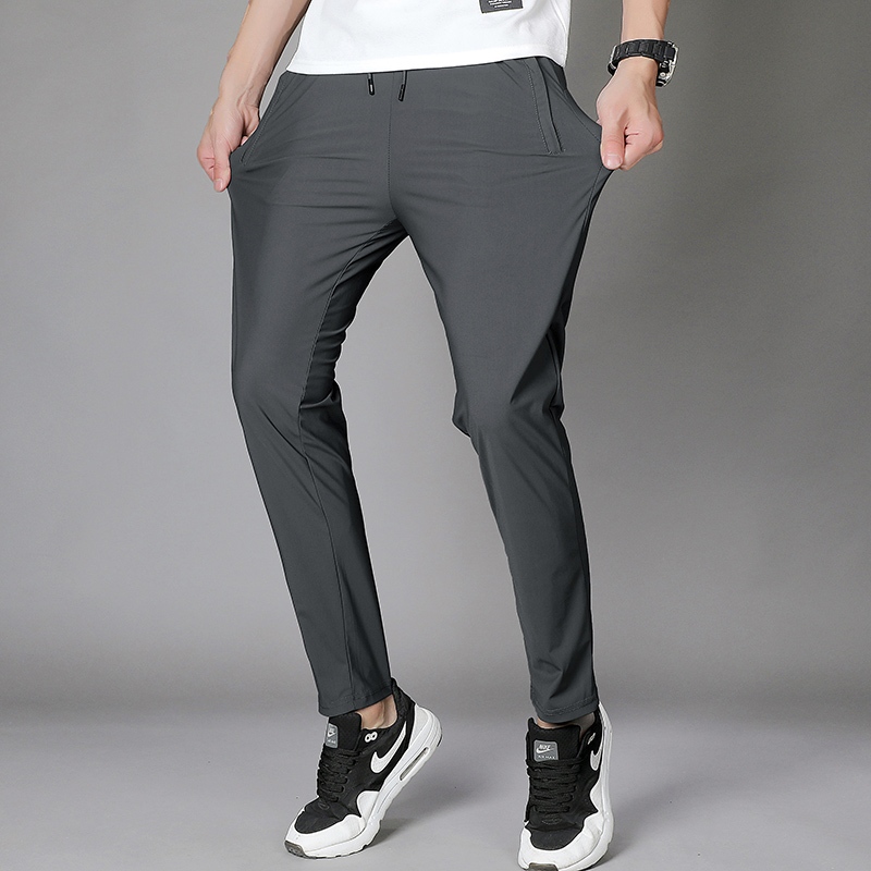 Loose Plus Size Men's Summer Slim Pants L-6XL Ice Silk Quick Dry Thin ...