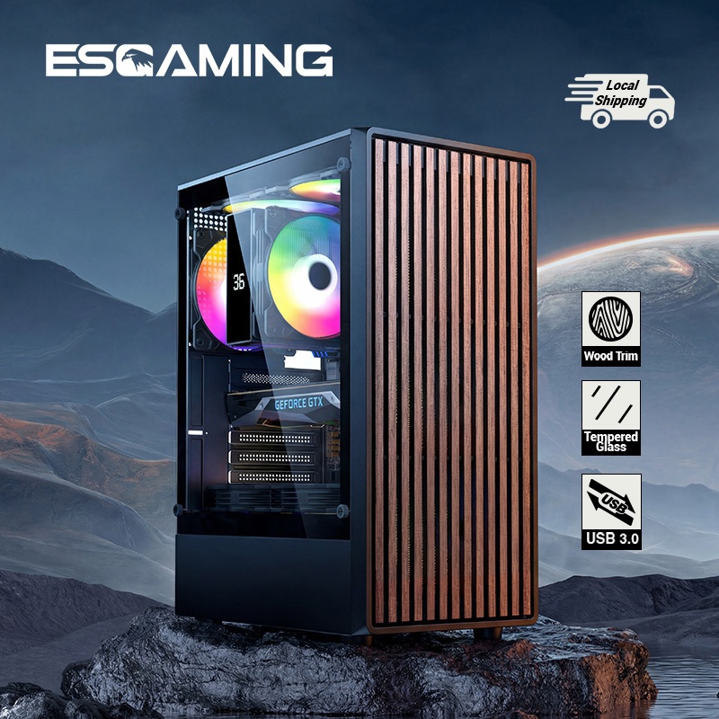 ESGAMING PECKER CASING Wood Front Panel Mid-Tower PC Case ATX M-ATX ...