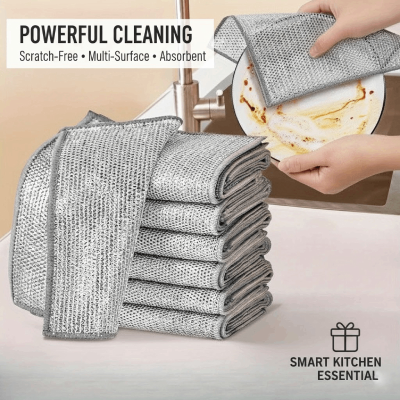 Stainless Steel Wire Dishwashing Cloth - Silver Scrubber for Pots, Pans ...