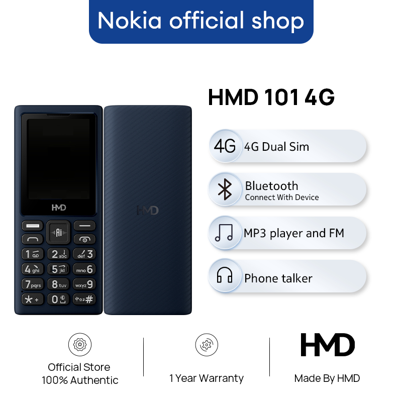 New HMD 101 4G Basic Keypad Phone With Cloud Apps Dual LED Torch MP3 ...