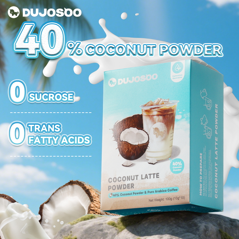 DUJOSOO Raw coconut latte 40％coconut powder+Arabica coffee 10g- Pack of ...