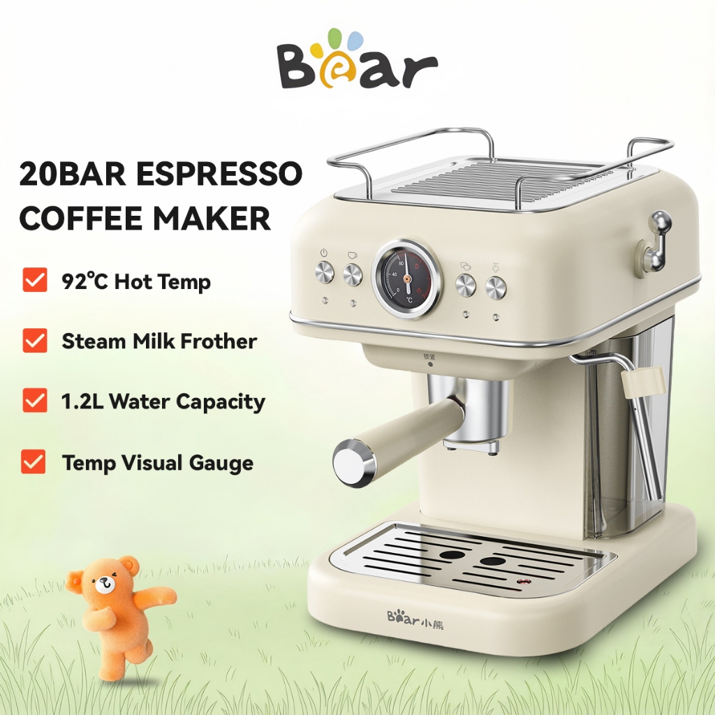 Bear Espresso Machine Coffee Maker with Milk Frother Wand Steamer Semi ...