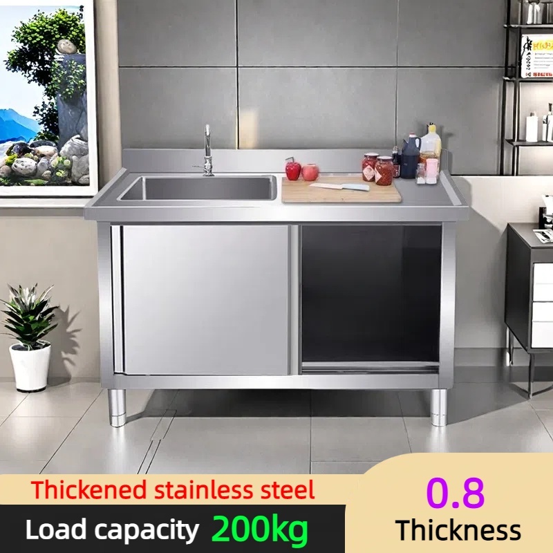 Stainless Steel Kitchen Sink With Cabinet Set Counter Top Island Table ...