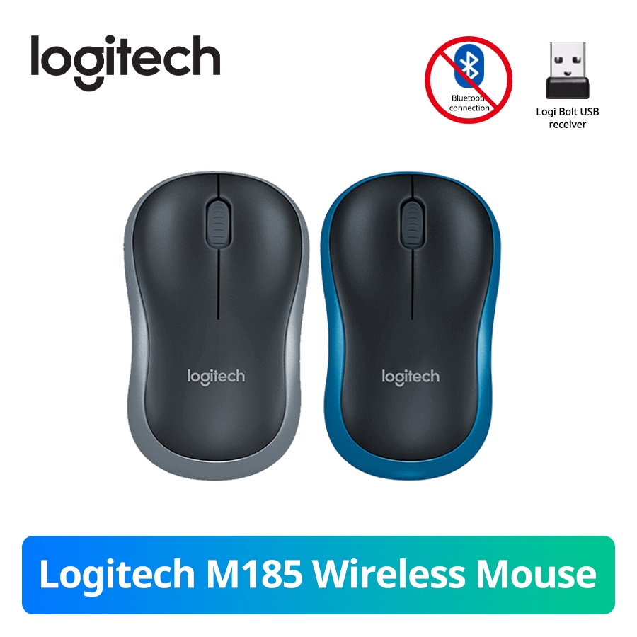 LOGITECH M185 USB Wireless Mouse --- Blue/Grey | Shopee Philippines