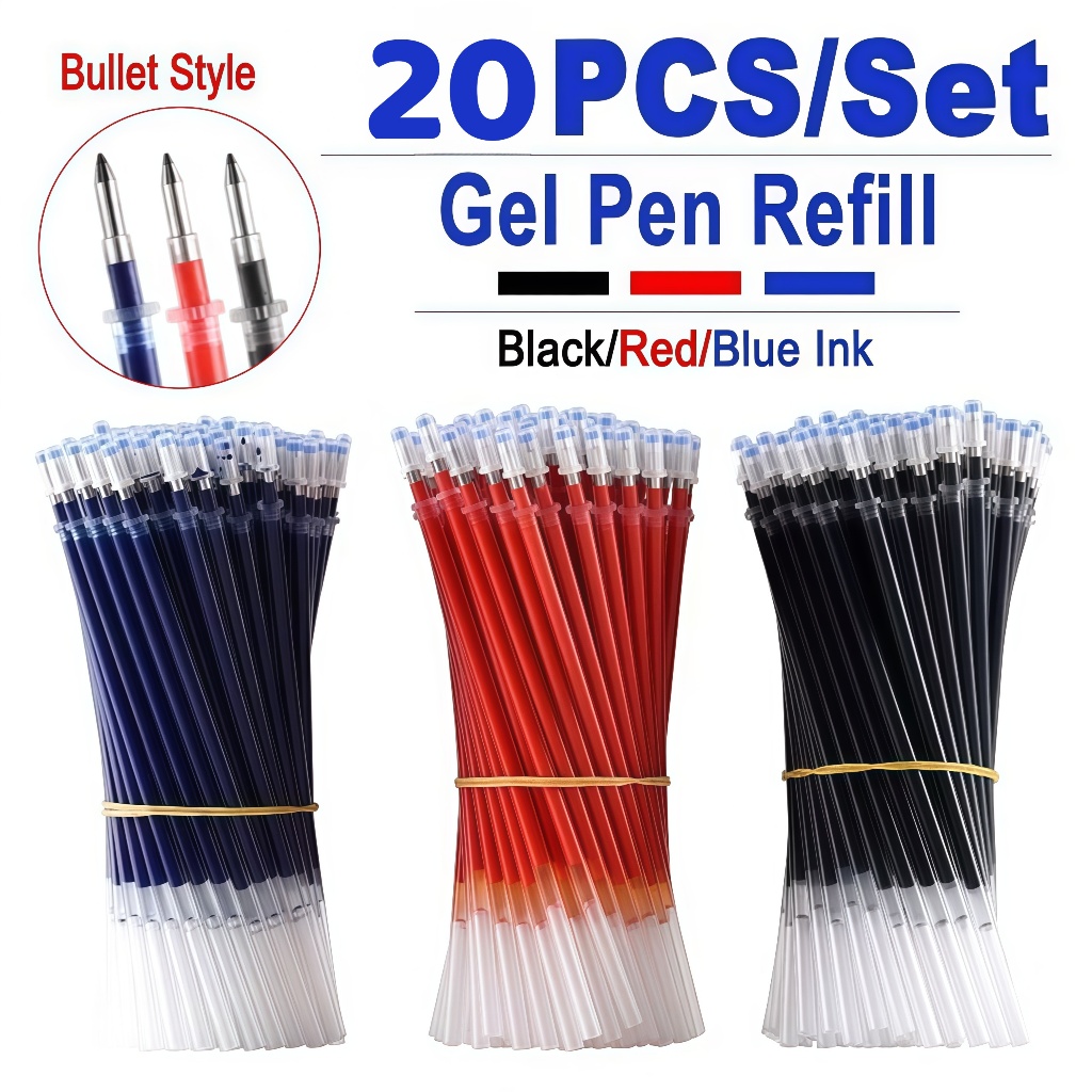 20pcs Universal 0.5mm Gel Pen Refill Large Capacity Stationery Neutral ...