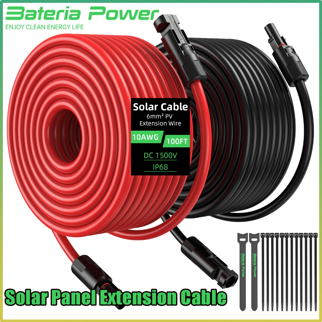 Bateria Power 10AWG Solar Panel Extension Cable 20FT/30FT/50FT/100FT ...
