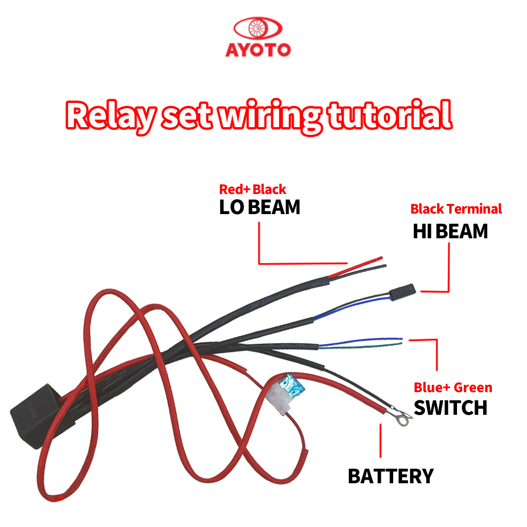 AYOTO LED Relay Set headlight Wiring Harness for motorcycle scooter 12V ...