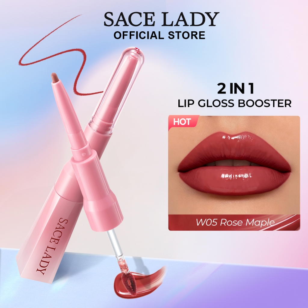 SACE LADY Dual Tip Lip Liner Lip Oil 2 in 1 Glossy Finish Long Lasting ...