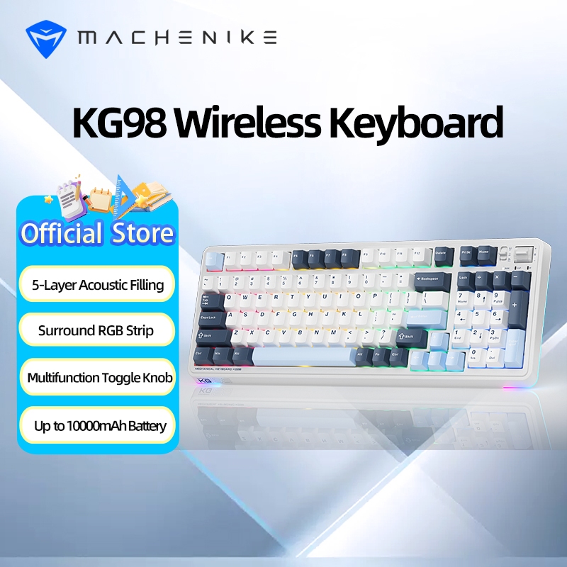 Machenike KG98 Gasket Mount Wireless Mechanical Keyboard, Type-C / 2.4 ...
