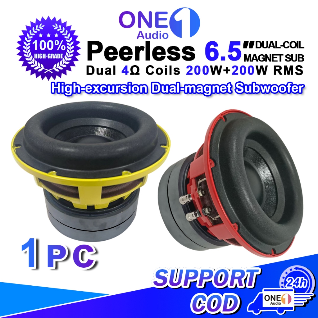 OneAudio Peerless 6.5" Subwoofer Dual Magnet 4Ω+4Ω 200W+200W High ...
