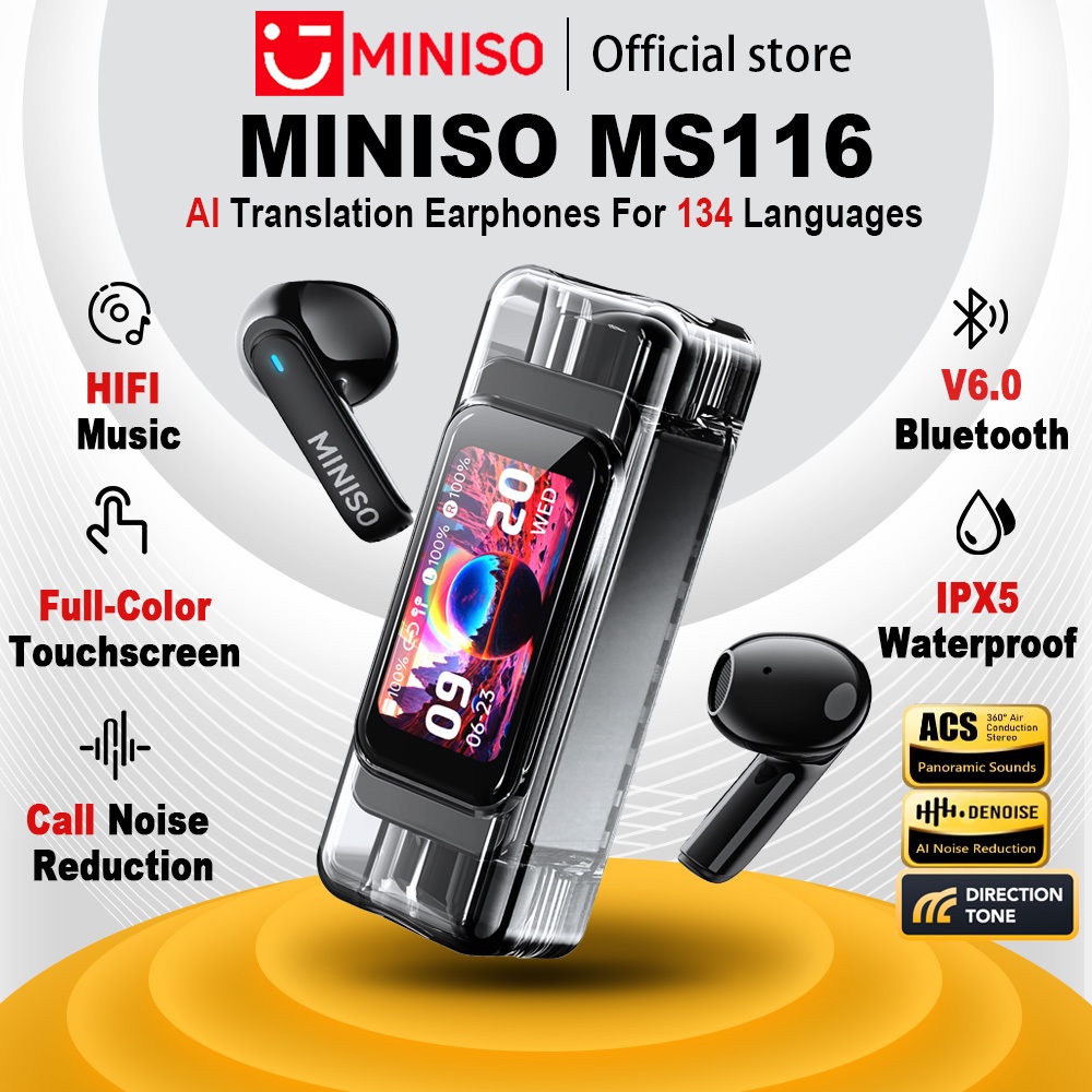 MINISO MS116 AI Wireless Translation Earphones HIFI Full-Color ...