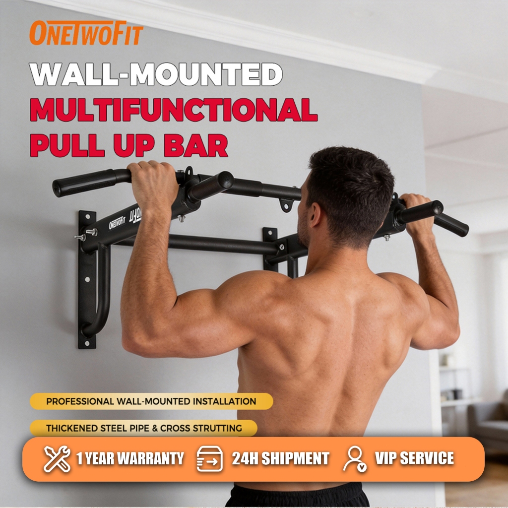 OneTwoFit Wall Mounted Pull Up Bar Permanently mounted Wall Mounted ...