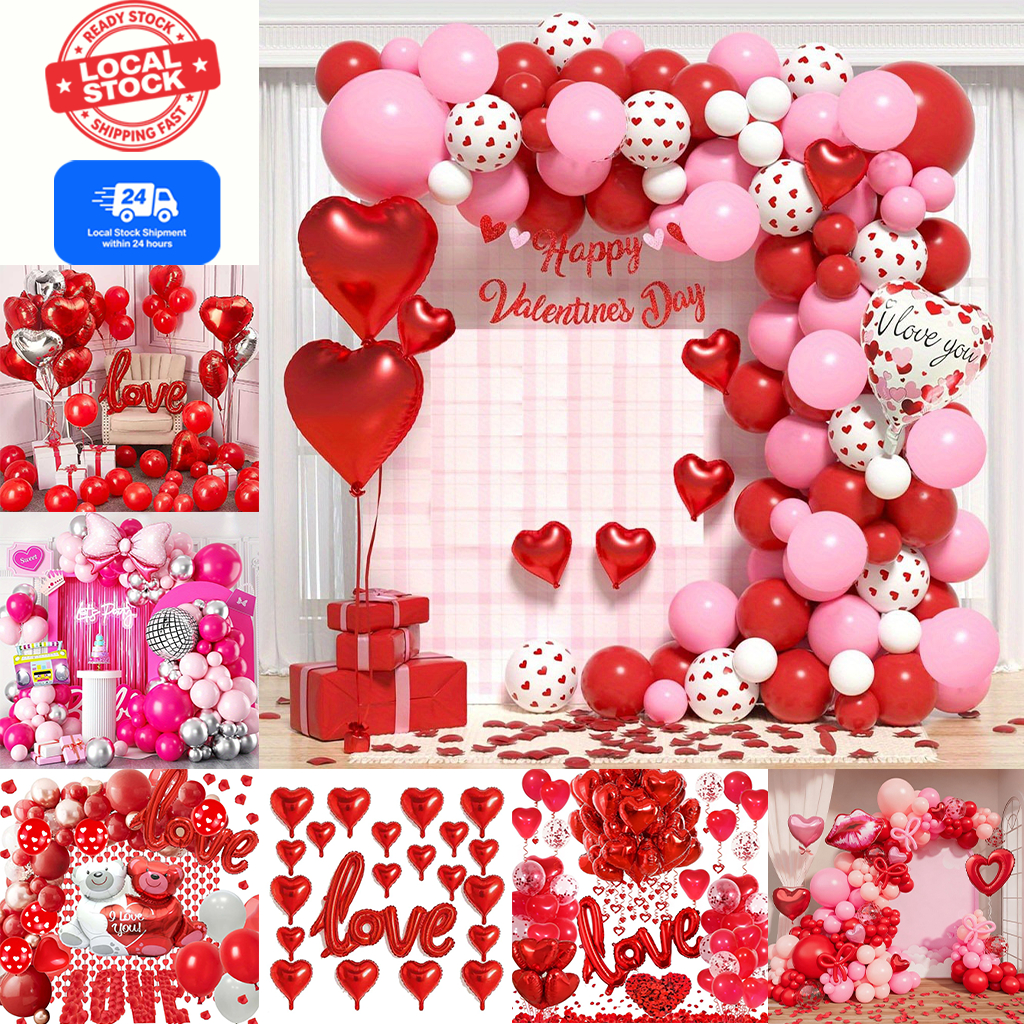 Local Valentines Balloons Party Decorations Set With Pink Red Latex ...