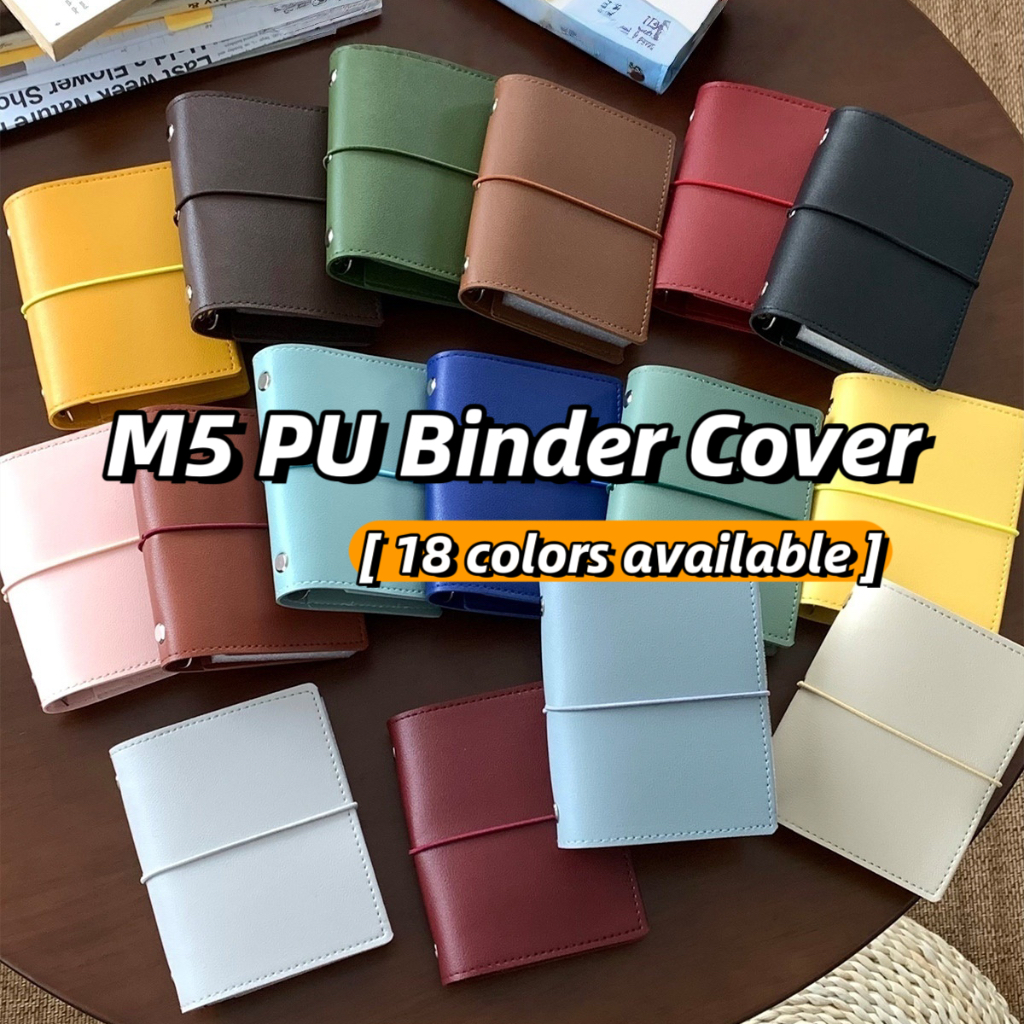 M5 Size Pu Leather 5 Rings Loose-leaf Notebook Cover Mini A8 Ring ...