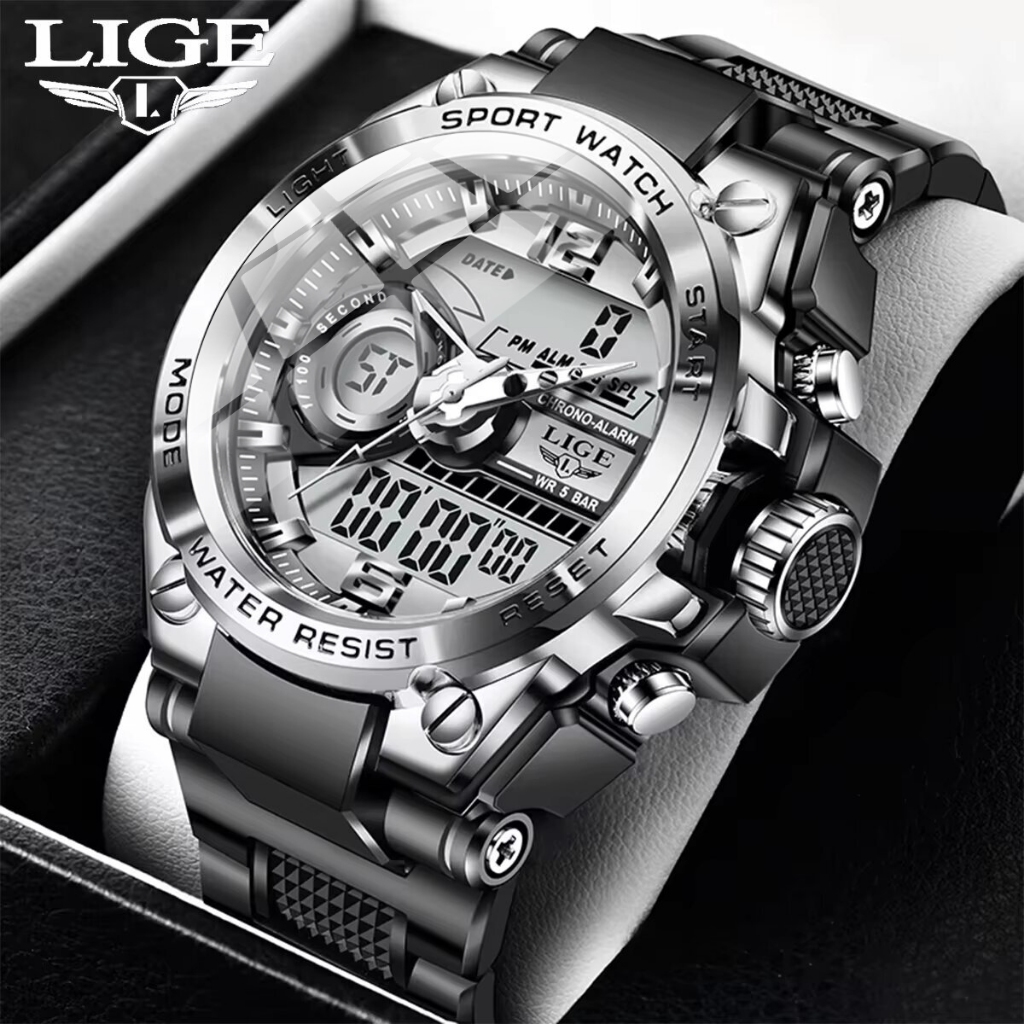LIGE Official Digital Watch Relo Luminous Men Fashion Stopwatch ...